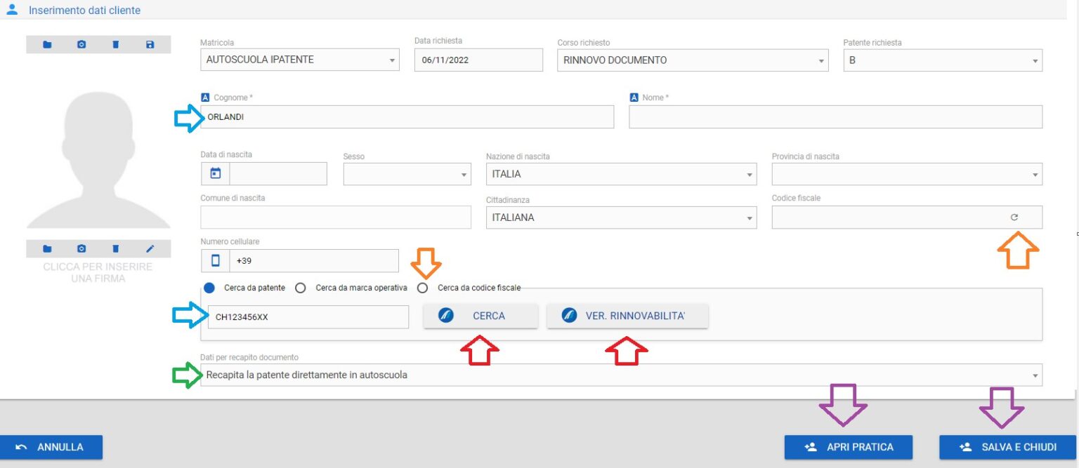 Inserire un rinnovo patente - iPatente